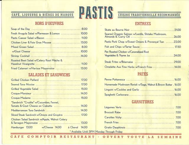 Pastis, New York, New York City - Urbanspoon/Zomato