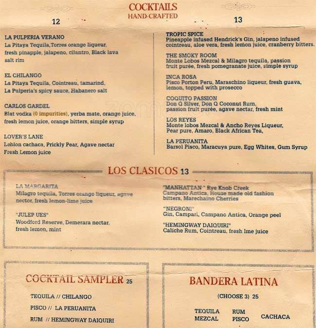 Menu at La Pulperia restaurant, West New York, 371 W 46th St