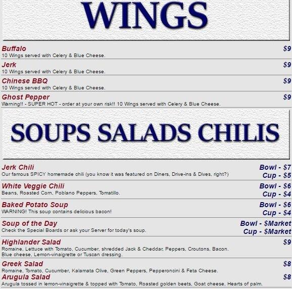 Menu at The Highlander pub & bar, Atlanta, 931 Monroe Dr NE ste c-101