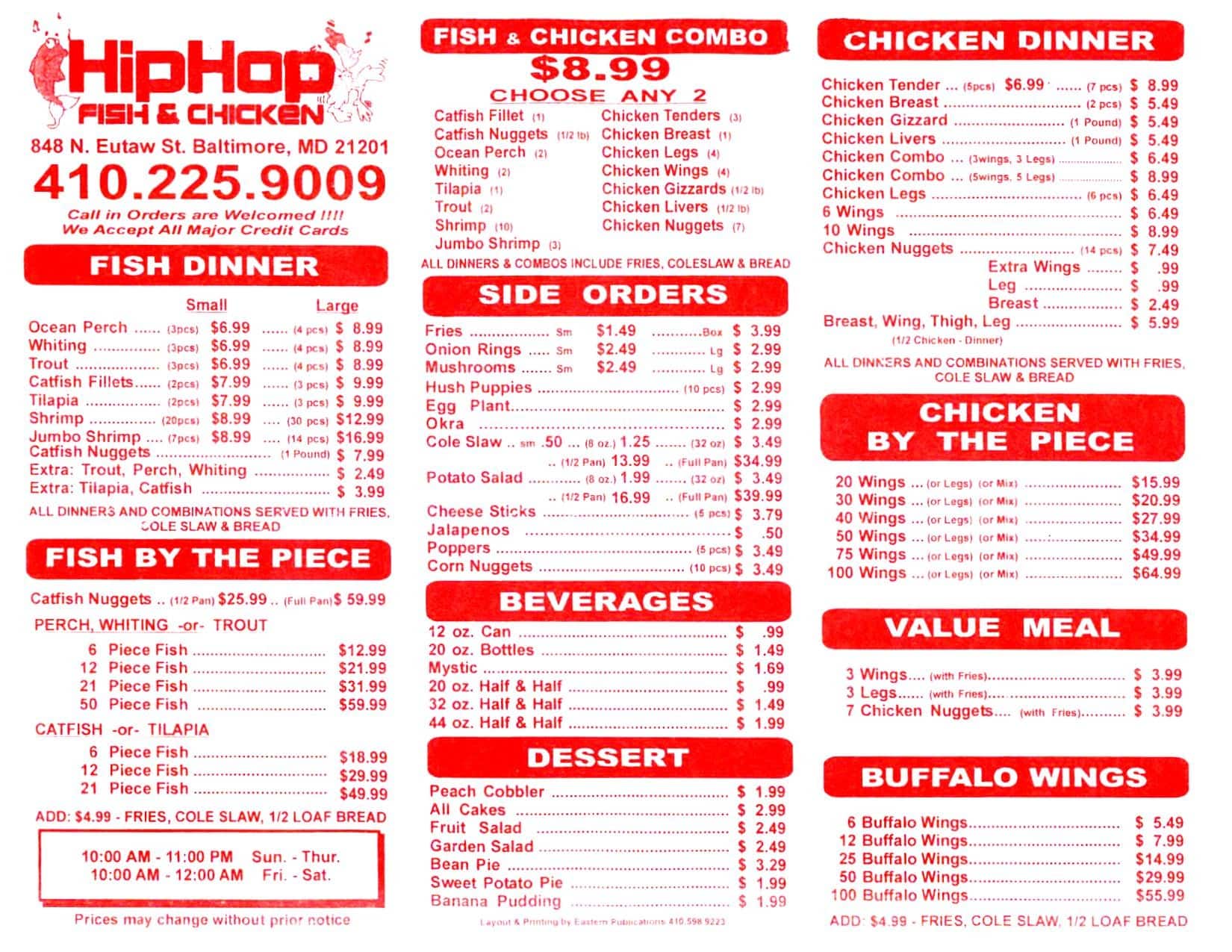 Hip Hop Fish & Chicken Menu - Urbanspoon/Zomato