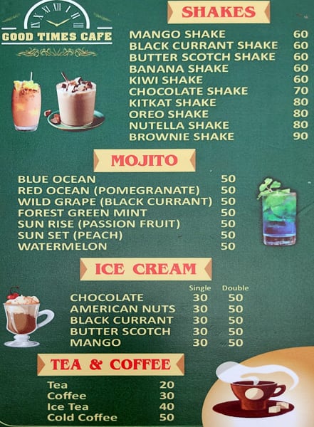 Menu of Good Times Cafe, Lajpat Nagar 4, New Delhi