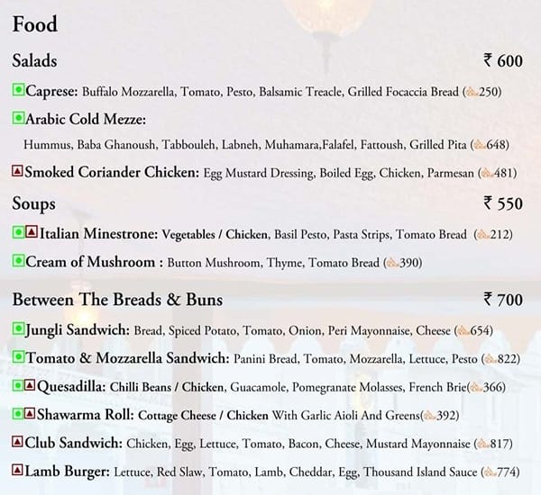 Menu of Palki Khana - By Shiv Niwas Palace, Chandpole, Udaipur