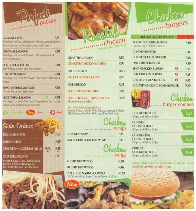 Menu at Pizza Perfect Benoni pizzeria, Benoni