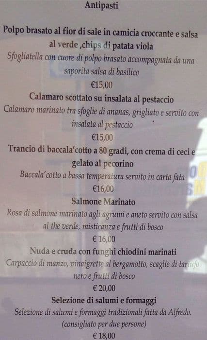 Menu au Antica trattoria Angelino al pantheon pub et bar, Rome, Via ...