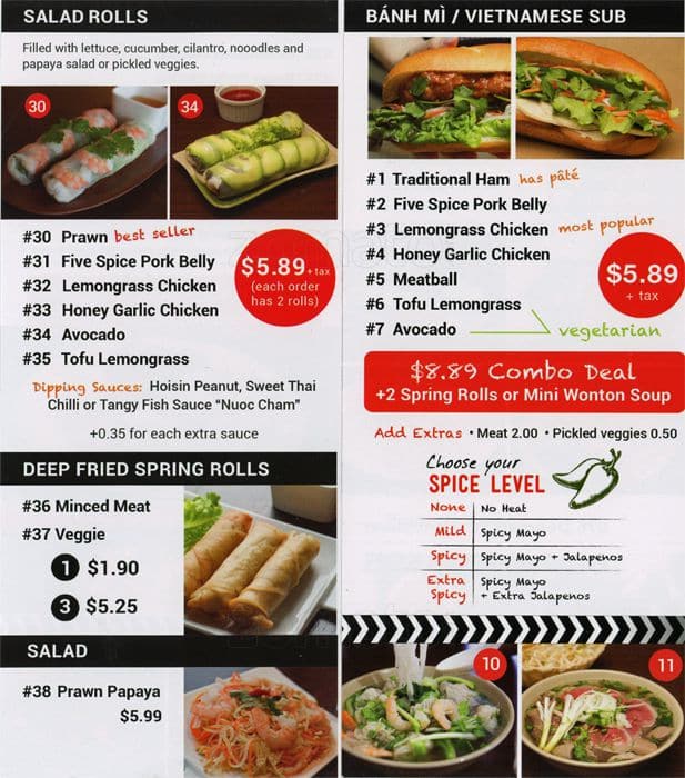 Menu at Cafe Phin, Vancouver, 976 Denman St