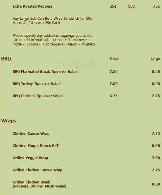 Menu at Meridian Food Market restaurant, Boston, 121 Meridian St