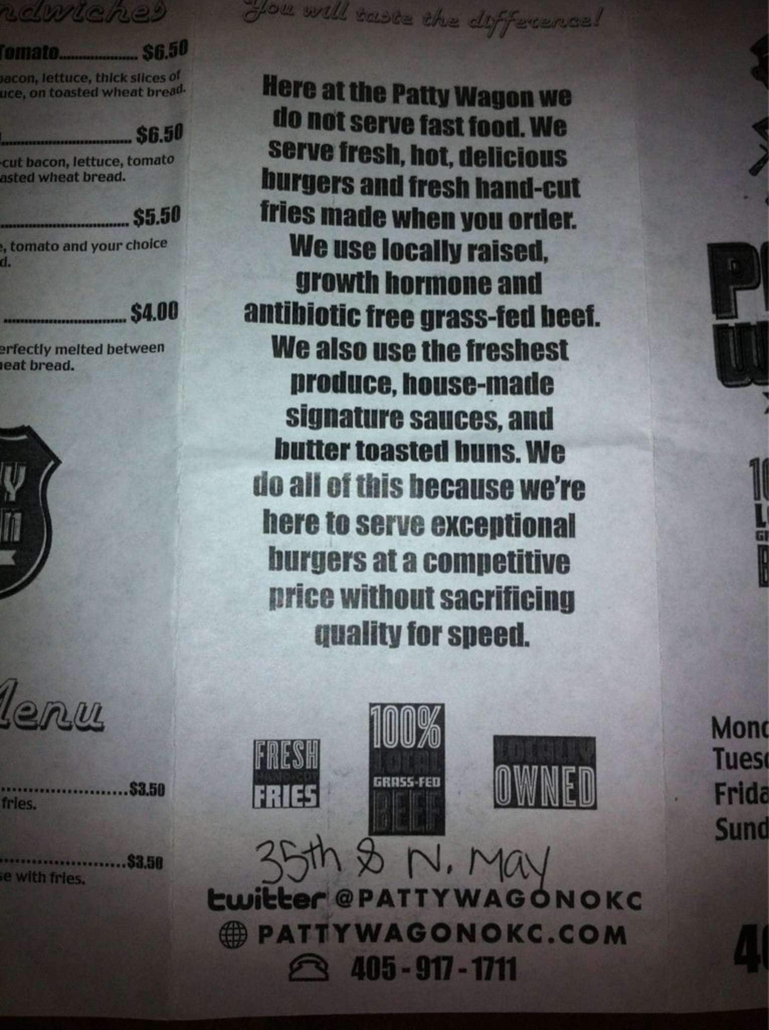 Patty Wagon Menu, Menu for Patty Wagon, Northwest 39 Street Enclave ...