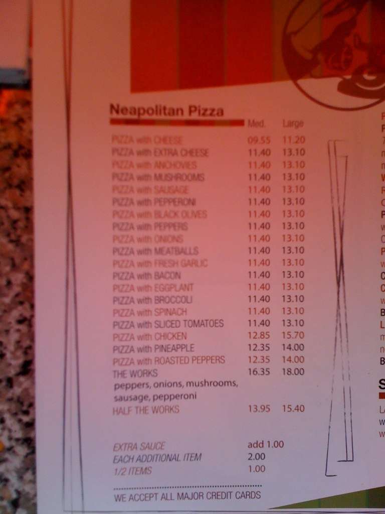 Menu at Nunzio's Pizza MX pizzeria, Scotch Plains