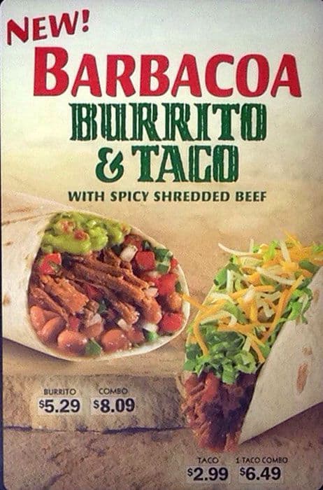 Menu at Green Burrito fast food, Santa Rosa, Industrial Drive