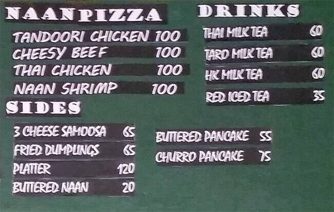 Menu at Bean Street Café, Manila