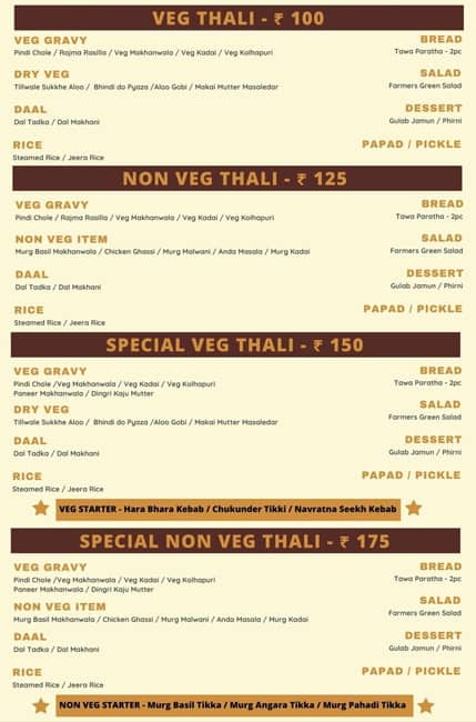 Menu of Bhojanam, Whitefield, Bangalore