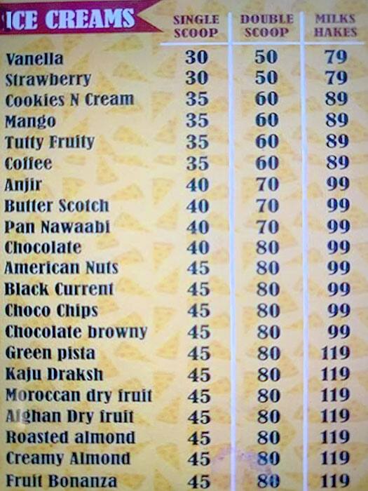 Menu of Amul Ice Cream Parlour, Kamothe, Navi Mumbai