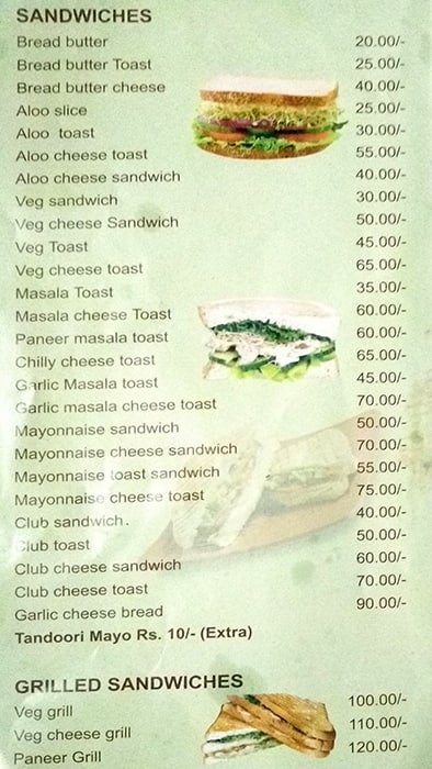 Menu of Narayan Snack Parlour, Near Andheri East Station, Mumbai
