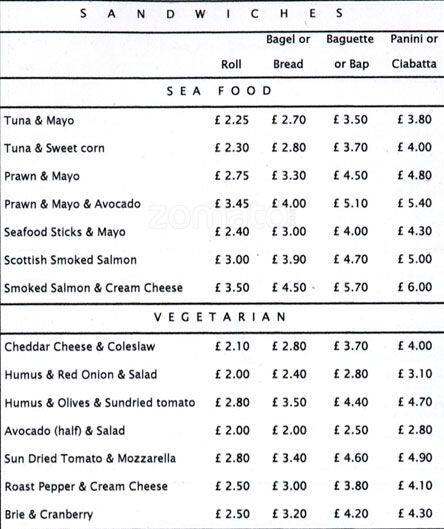 Menu at Lunch Box, London, 373 Archway Road