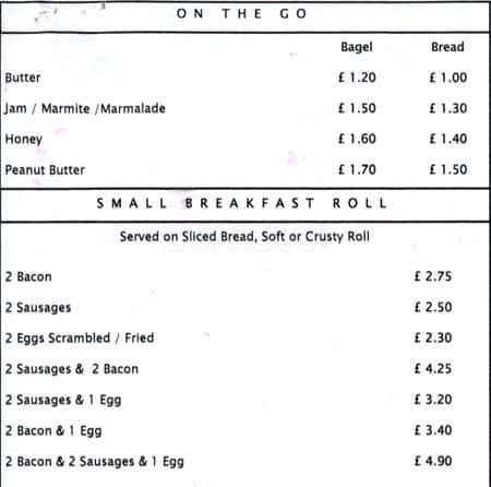 Menu at Lunch Box, London, 373 Archway Road