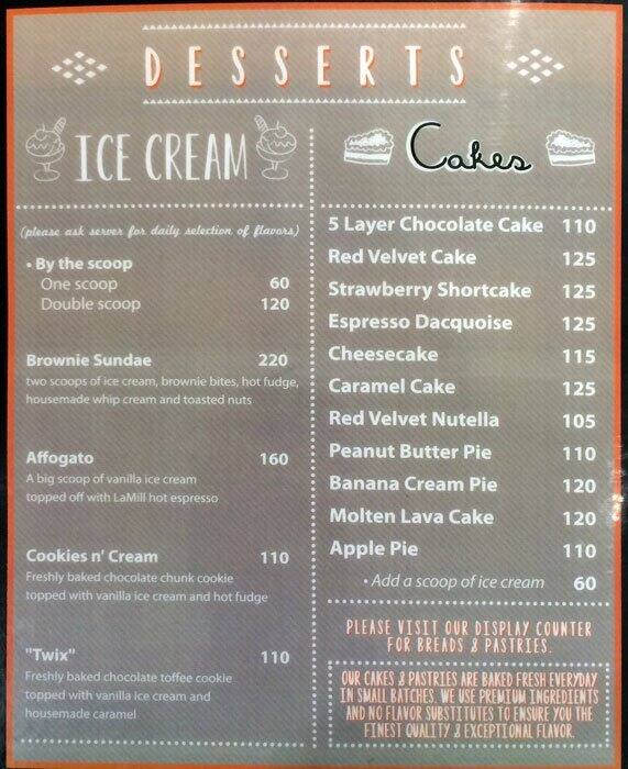 Menu at Lucca cafe, Quezon City, UP Town Center