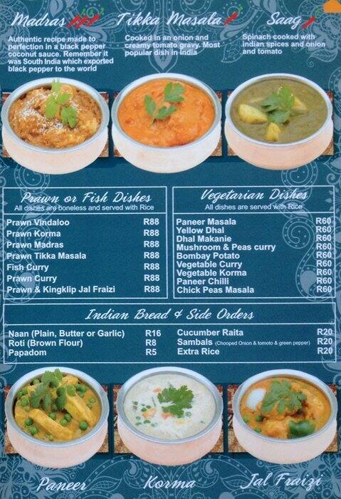 Menu at Maharaja restaurant, Sandton, Sloane Street