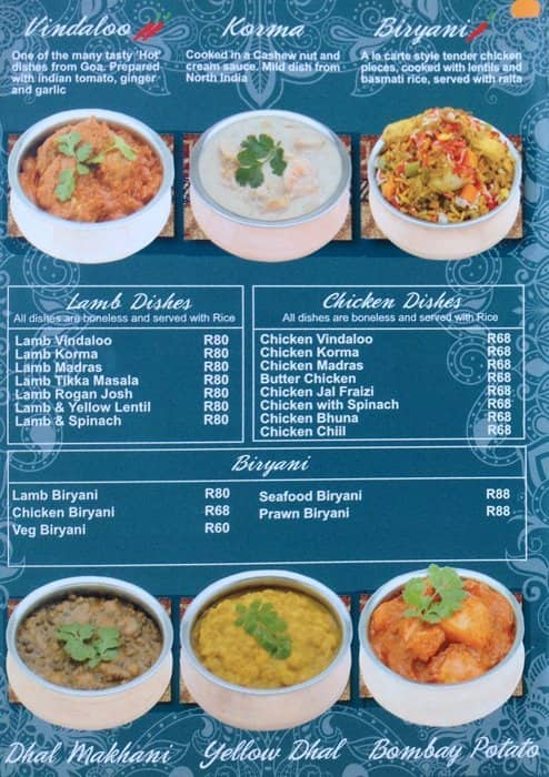 Menu at Maharaja restaurant, Sandton, Sloane Street