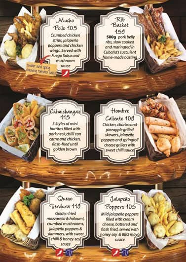 Menu at Cubaña Fourways pub & bar, Randburg, Cedar Rd