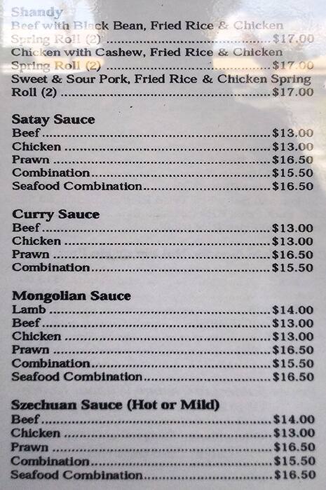 Menu at Fung Yuen Restaurant, Shailer Park