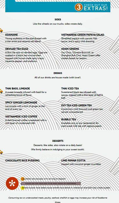 Menu at Bon Me restaurant, Boston, 313 Congress St