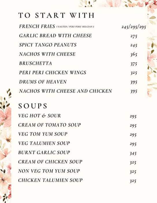 Menu of The Arthouse Restaurant, Connaught Place, New Delhi