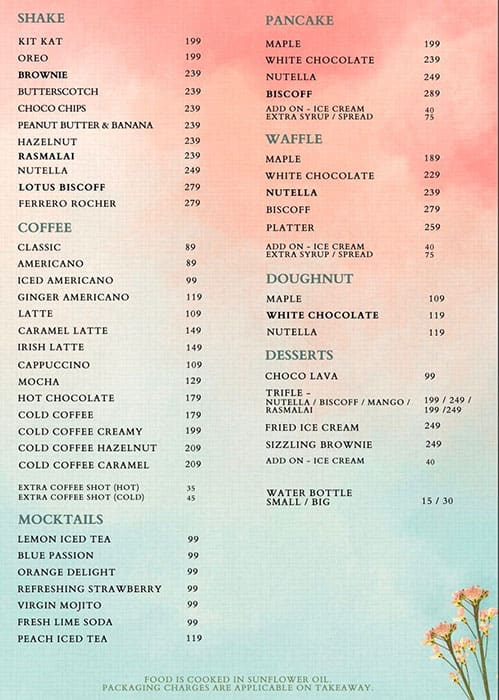 Menu of Cafe Seven O' Eleven, Bajaj Nagar, Nagpur