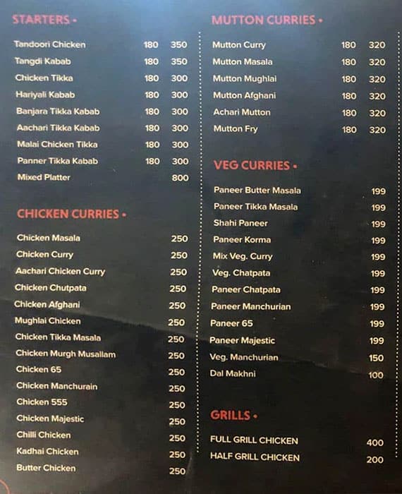Menu of AY Kings Restaurant, Charminar, Hyderabad