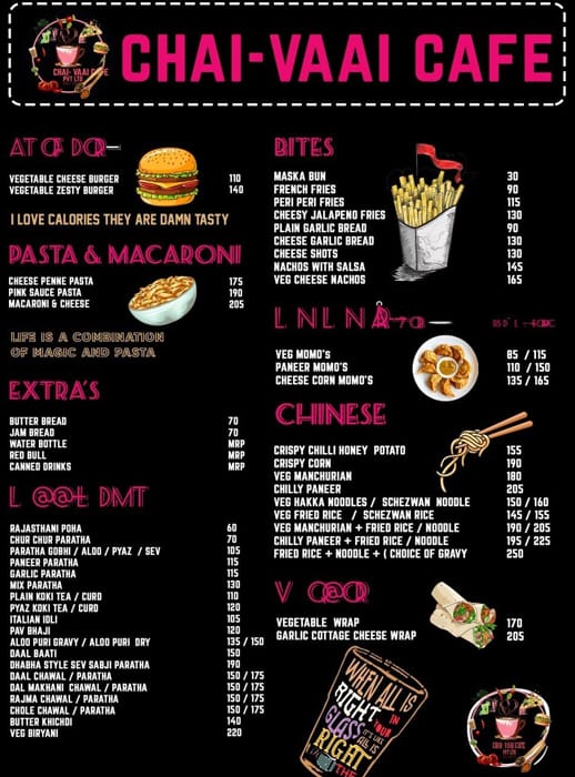 Menu of Chai Vaai Cafe, MG Road, New Delhi