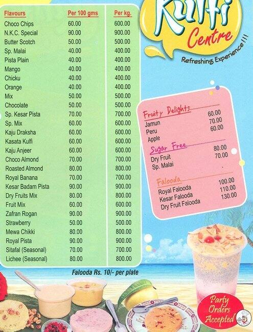 New Kulfi Centre Menu, Menu for New Kulfi Centre, Chowpatty, Mumbai ...