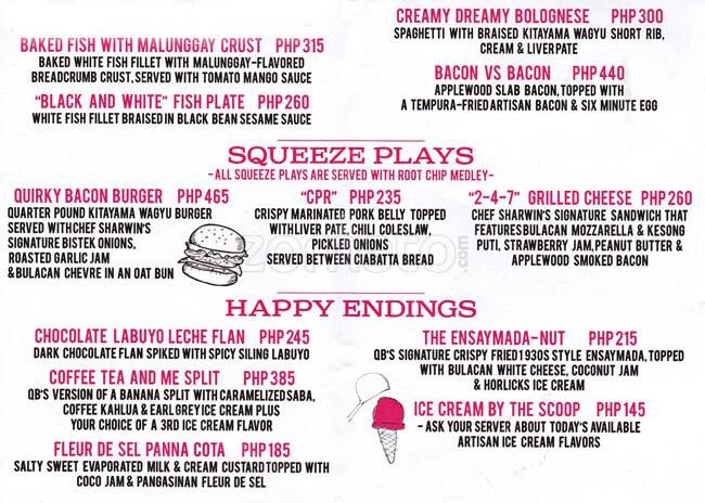 Carta del restaurante The Quirky Bacon, San Juan, 192 Wilson