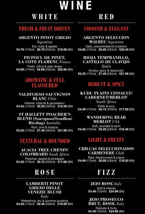 Menu at RBG @ Park Inn pub & bar, Manchester, Park Inn