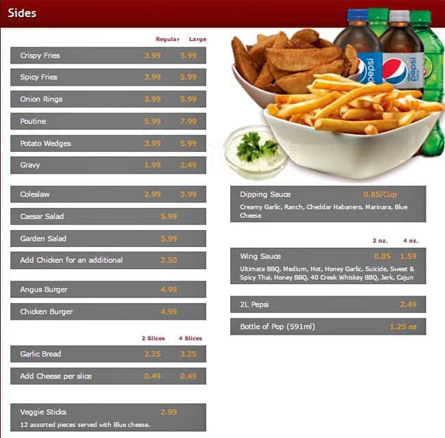 Menu at Double Double pizzeria, Toronto, Markham Rd