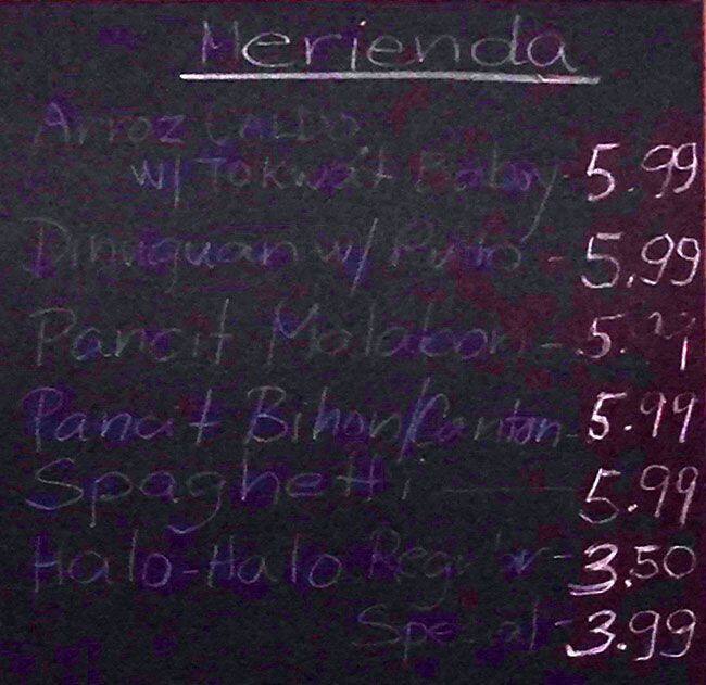 Menu at Manila Turo Turo fast food, Fremont, Lake Arrowhead Ave