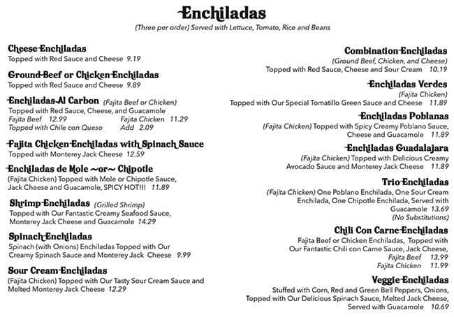 Menu at Salsas Seaside Cafe, Galveston