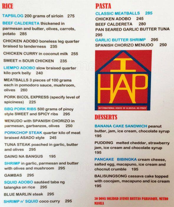 IHAP International House of Almusal ng Pinoy Menu - Zomato Philippines