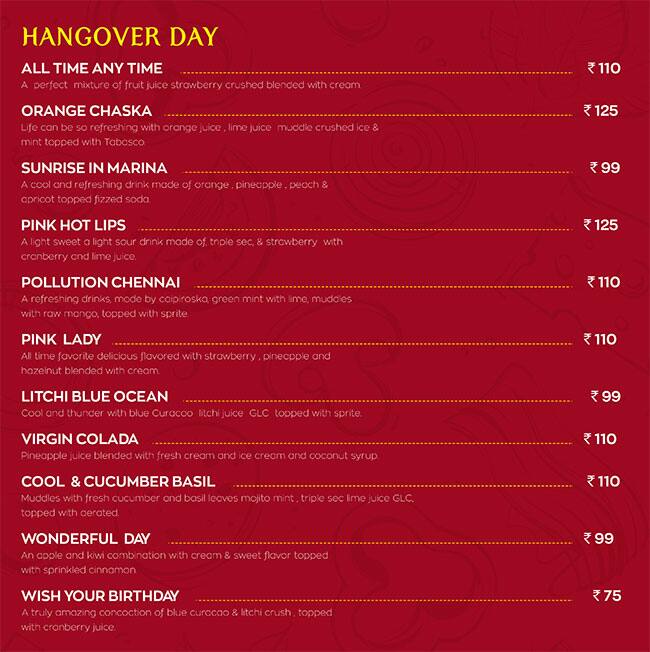 Menu of Pakwan, Sadashiv Nagar, Bangalore