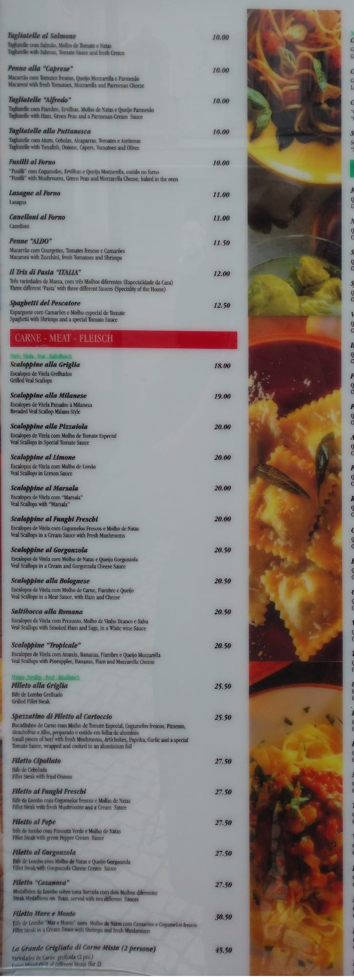 Menu at Pizzeria Italia, Lagos