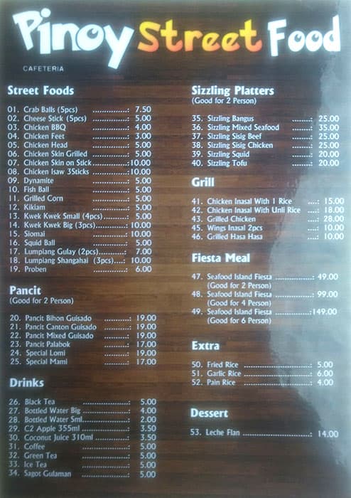 Pinoy Street Food Menu, Menu for Pinoy Street Food, Al Markaziya, Abu ...