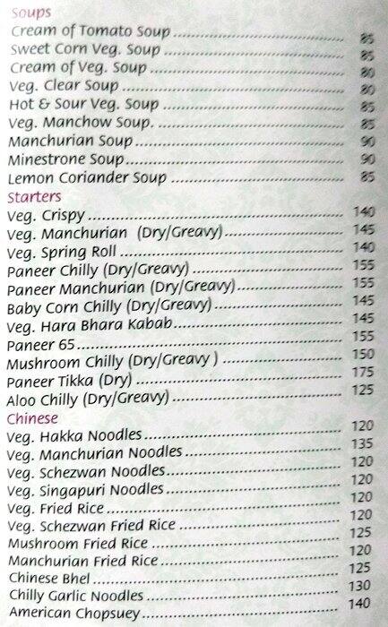 Menu at Ashirwad Restaurant & Banquet, Vadodara