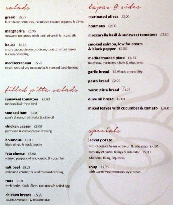 Menu at Cafe Galio, New Malden, 105 High St