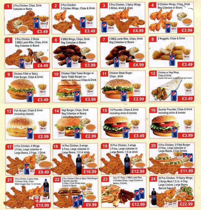 Menu at Sunny Pizza & Chicken pizzeria, London