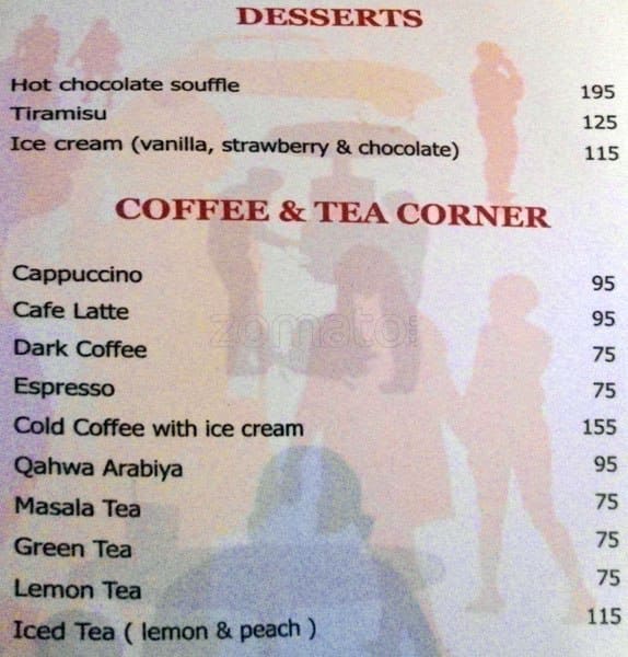 Menu at Peoples Cafe, Delhi