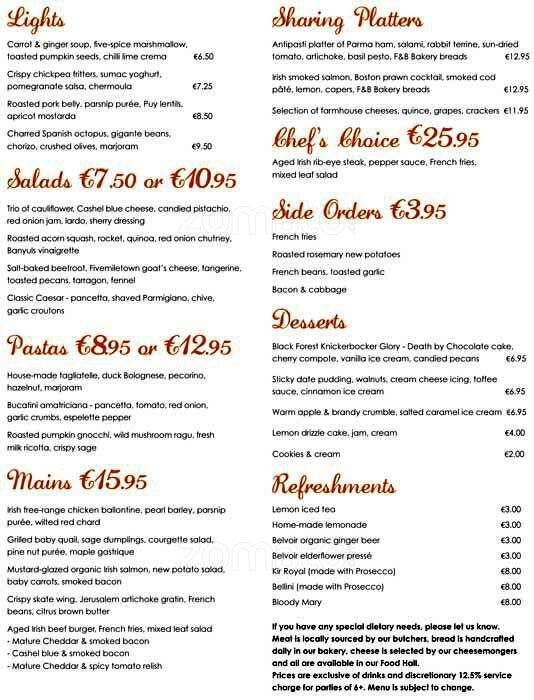 Menu at Tamp & Stitch cafe, Dublin