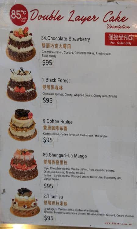 Menu at 85 Degrees Cafe, Burwood