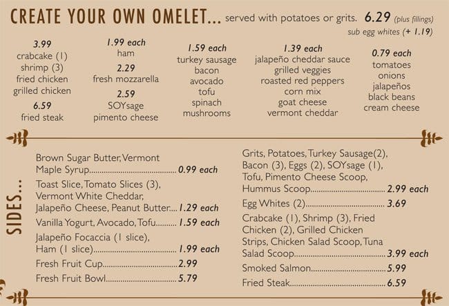 Menu at Highland Bakery, Atlanta, 655 Highland Ave NE