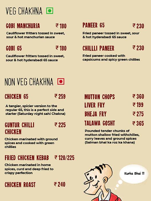 Menu of Sulemani Chichas, Marathahalli, Bangalore