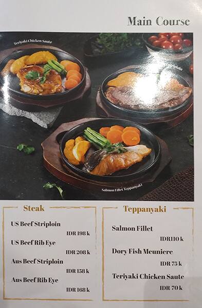 Menu at MOS Cafe, South Jakarta, Summitmas II Building