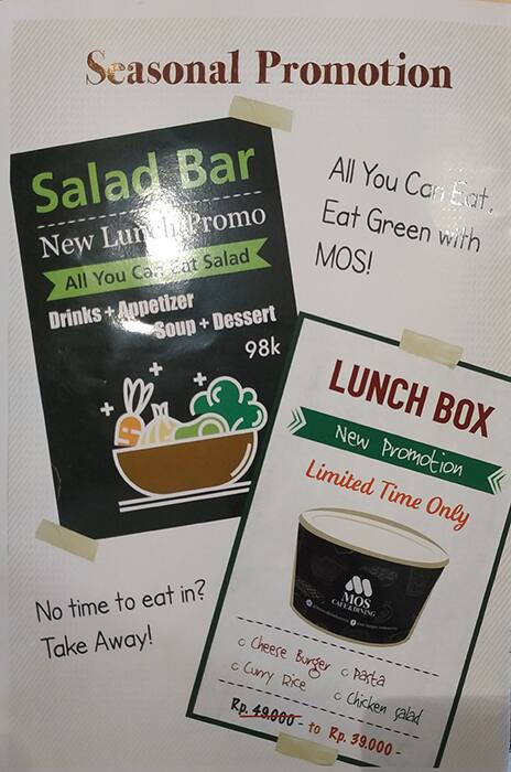 Menu at MOS Cafe, South Jakarta, Summitmas II Building