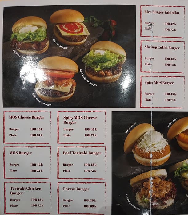Menu at MOS Cafe, South Jakarta, Summitmas II Building